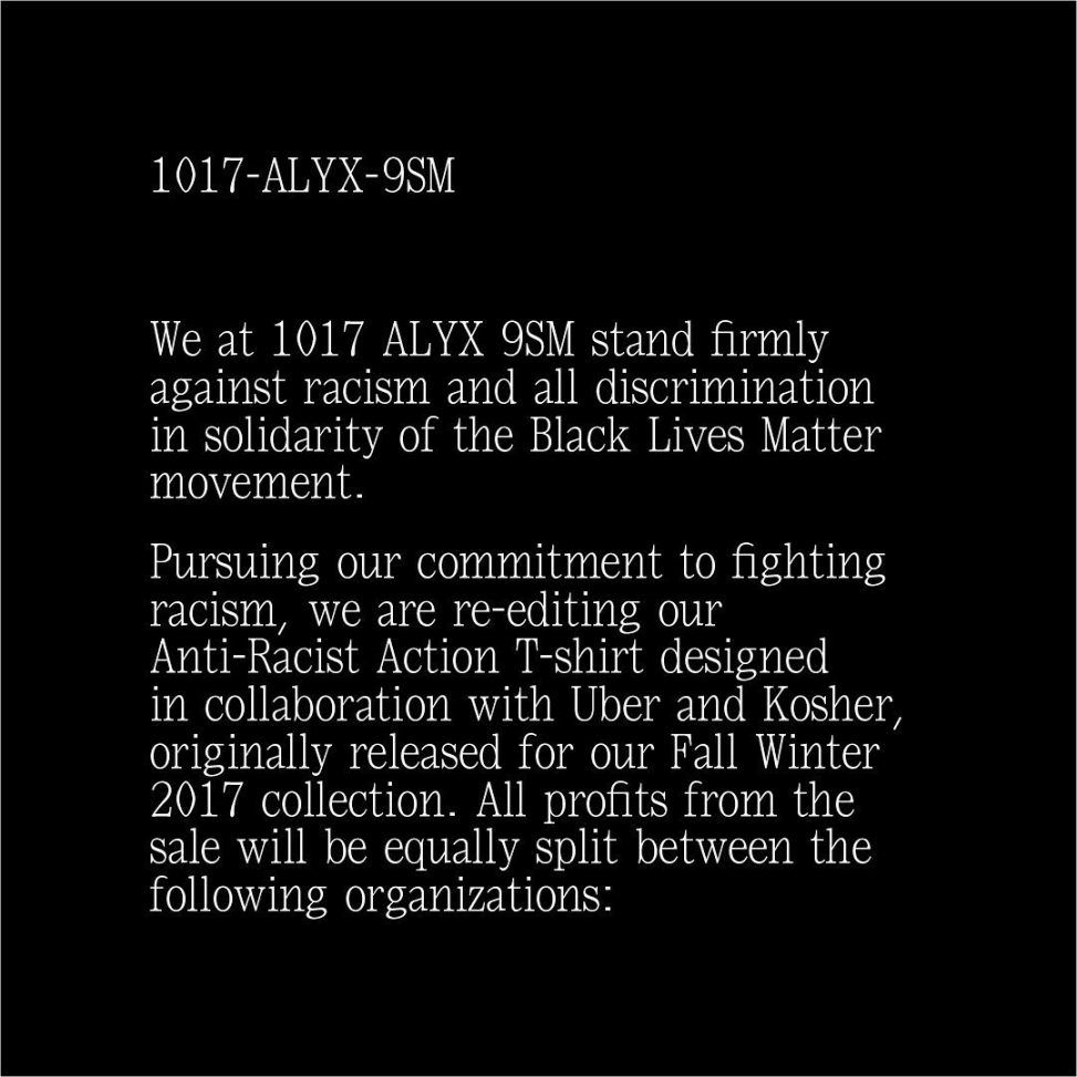 1017 ALYX 9SM updates its anti-racist action t-shirt - HIGHXTAR.